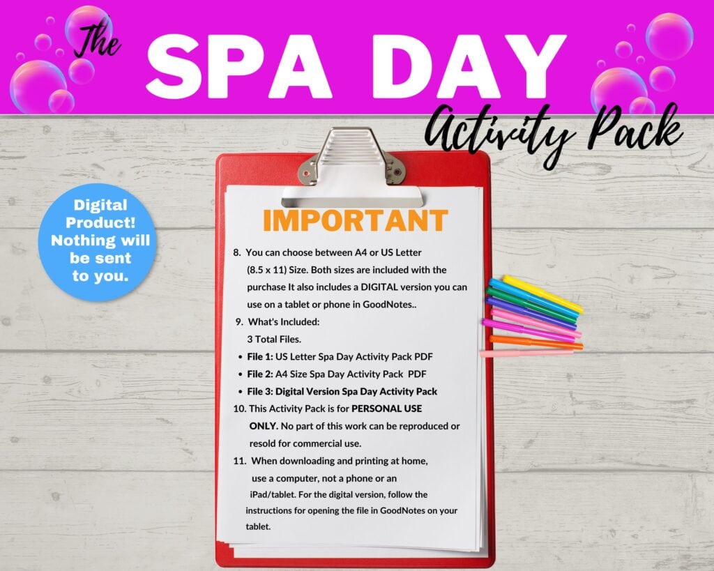 The Fun Kids Spa Day Activity Pack – Perfect for Kids Spa Parties ...